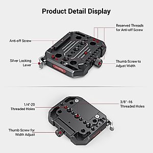 SmallRig Drop-in Baseplate for Manfrotto 501PL Style with Anti-Falling and Width Adjustable Design - 2887