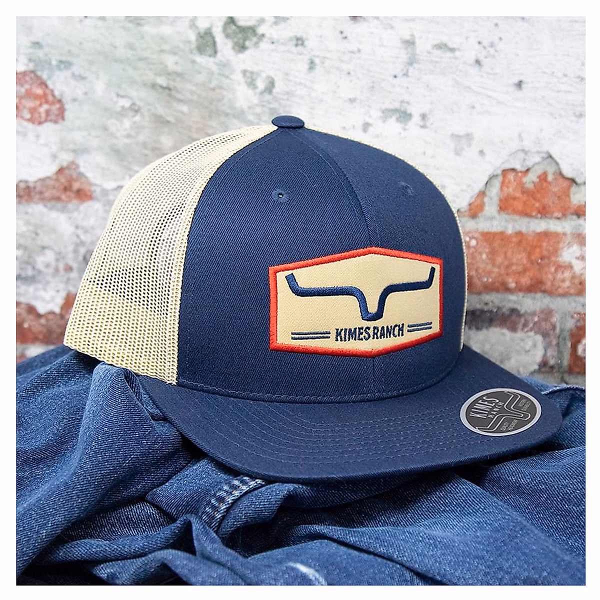 Kimes Ranch Unisex Replay Trucker Hat Embroidered Logo Hayseed Patch Adjustable Snapback One-Size Hat (Cotton,Apparel,Navy,mens,KimesRanch,REPLAY,1,1,1851614,Apparel,HAT,KimesRanch,OneSize,KimesRanch)
