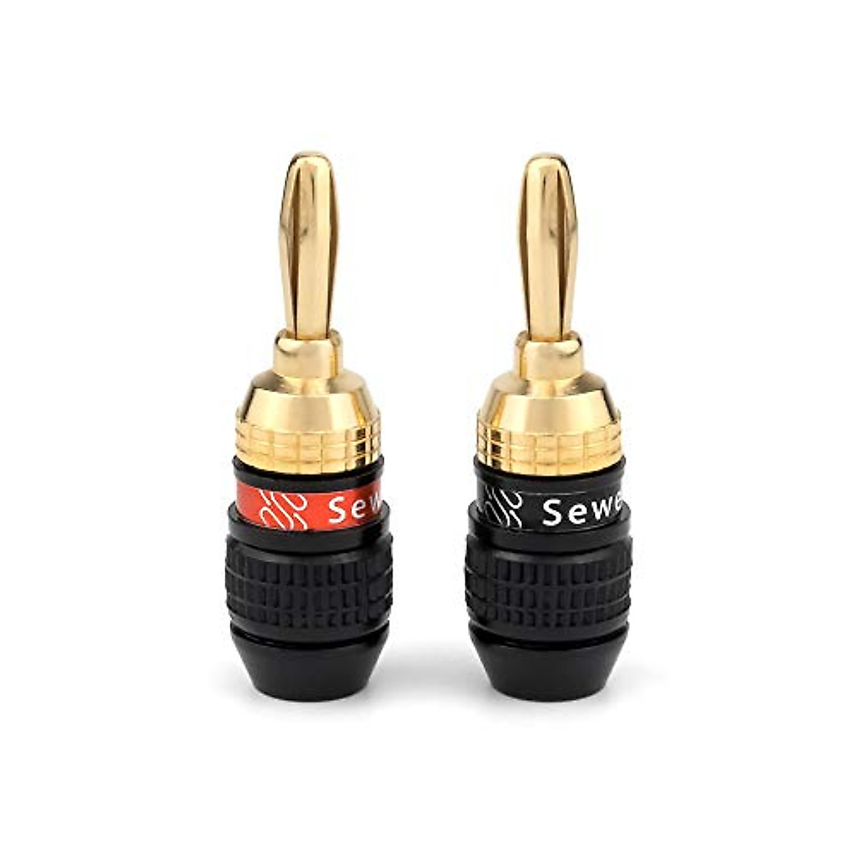 Deadbolt Banana Plugs 6-Pairs by Sewell, Gold Plated Speaker Plugs, Quick Connect, SW-29863-6