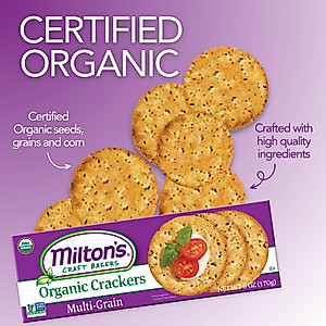 Milton's Craft Bakers Organic Multi-Grain Crackers - Multigrain Crackers, Certified Organic, Non-GMO Project Verified, Kosher, Savory & Sweet Taste, Great for Charcuterie Boards - 24 Oz