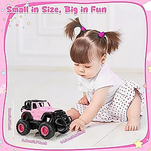 FUUY 4WD Girl Remote Control Car Upgarde 1:32 RC Trucks with Headlight Fast Tiny Toy Car 4WD RC Cute Pink Jeep for Girls Kids