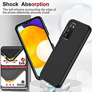 LeYi for Samsung Galaxy A03S Phone Case, Galaxy AO3S Phone Case with [2 x Tempered Glass Screen Protector], Full-Body Shockproof Soft Silicone Phone Cover Case for Samsung A03S (6.5 Inch), Black