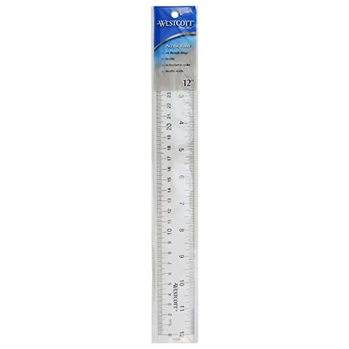 Westcott Clear Flexible Acrylic Ruler, Acrylic, 12 In, Metric