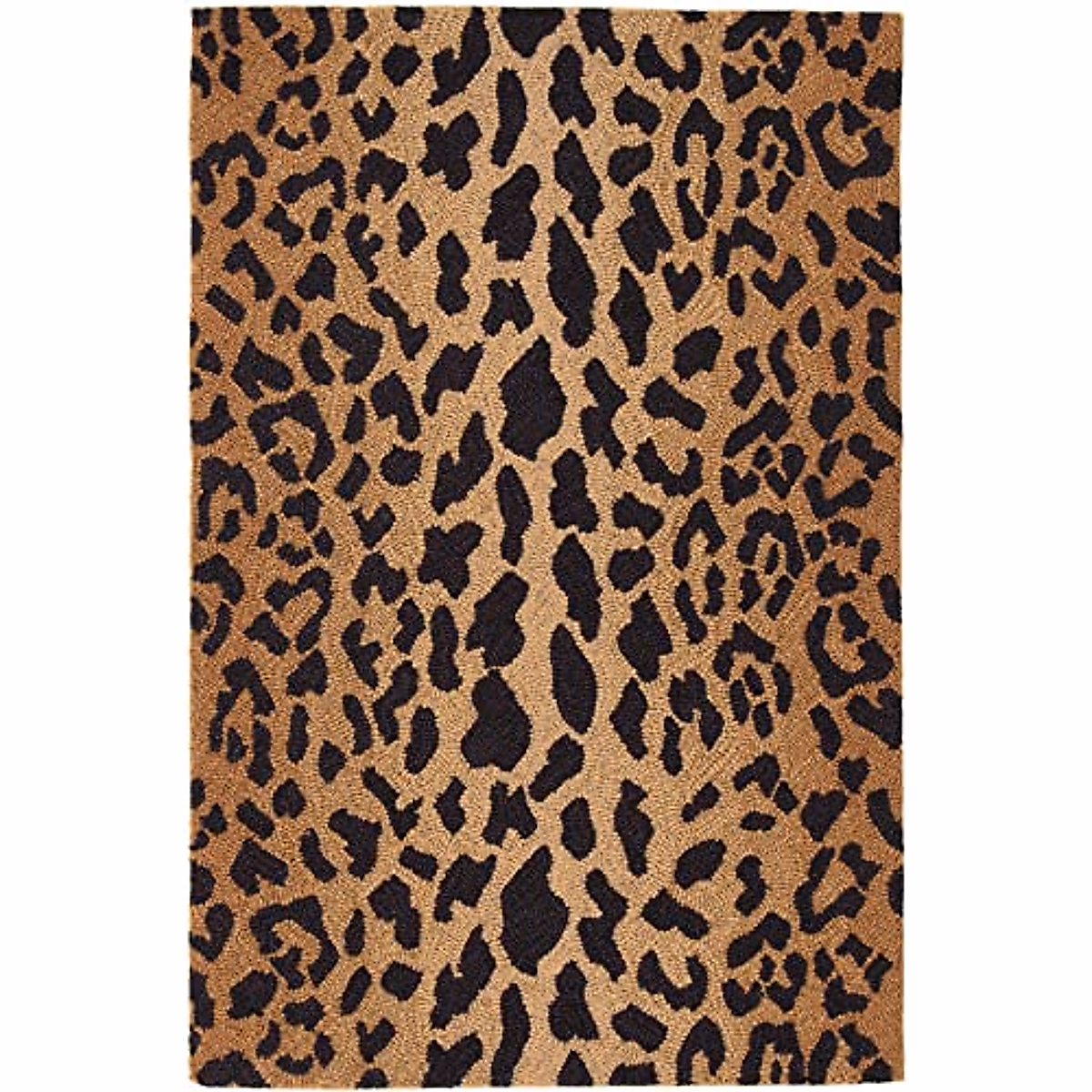 Dash and Albert Leopard Wool Area Rug - 8' x 10' Brown Animal Print Hand Micro Hooked Accent Rug - Durable, High Traffic Areas Living Room, Hallway, Stairs