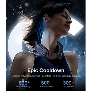 TORRAS [COOLiFY Cyber・2024 Flagship] Neck Air Conditioner, Ultimate Immersive Cooling Portable Neck Fan Rechargeable with 6000mAh, Neck Cooler Neck Fans that Blow Cold Air for gifts