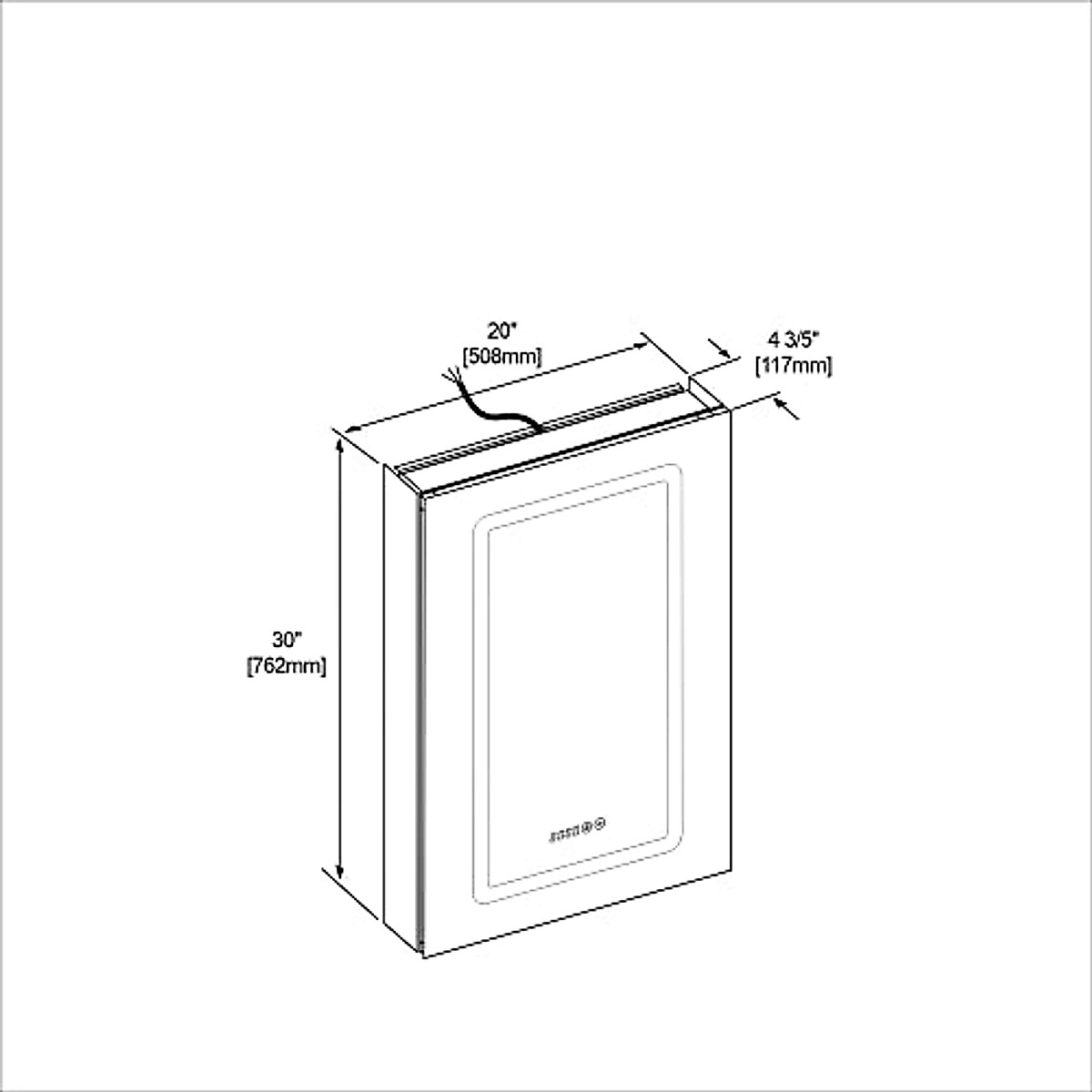CIETÖ 20 Inch Medicine Cabinets with Lights and Mirrors, Recessed or Surface Mount, 3-Color Light Dimmable, Frameless, Smart Time and Temp Display, Defogger, Right Hinge