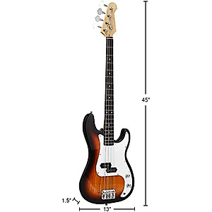 Electric Bass Guitar, Safeplus Starters Beginner Guitar Full Size 4 String Package with Guitar Bag, Strap, Guitar pick, Amp cord (Yellow)