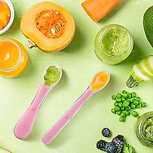 Baby Infant Silicone Spoon First-Stage - Soft Training Spoons Utensils for Babies Solid Feeding, Self Feeding for Kids Toddlers Children 4 Months Led Weaning Gum-Friendly Great Gift Set 2 Pack (Blue)