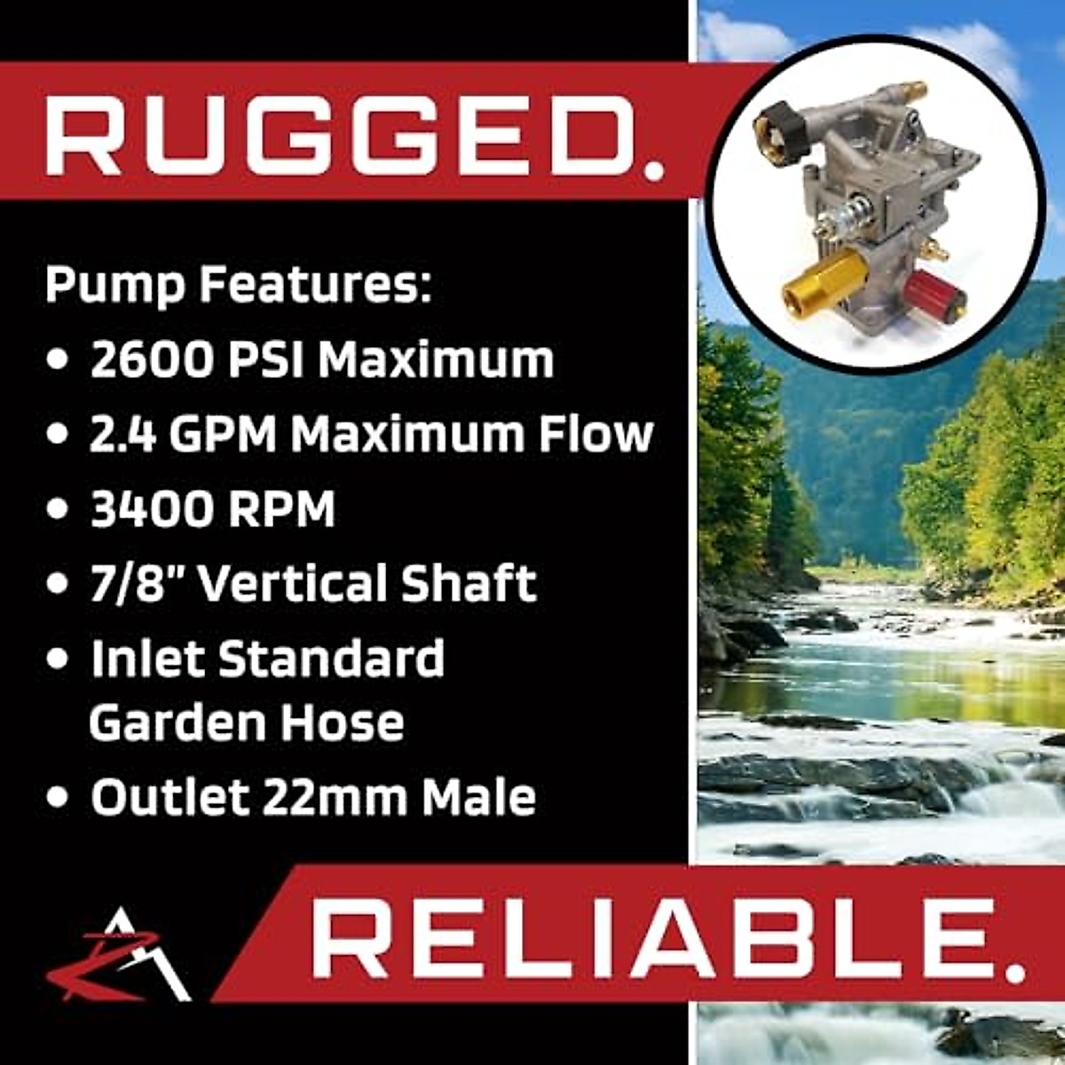 Pressure Washer Pump Replacement for Powerstroke PS80903A with 7/8" Horizontal Short Shaft