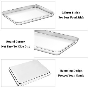 Deedro Baking Sheet with Rack Set [2 Sheets + 2 Racks], Stainless Steel Cookie Half Sheets Baking Pan Oven Tray with Cooling Rack, 12 x 10 x 1 Inch, Heavy Duty, Non-toxic, Easy Clean