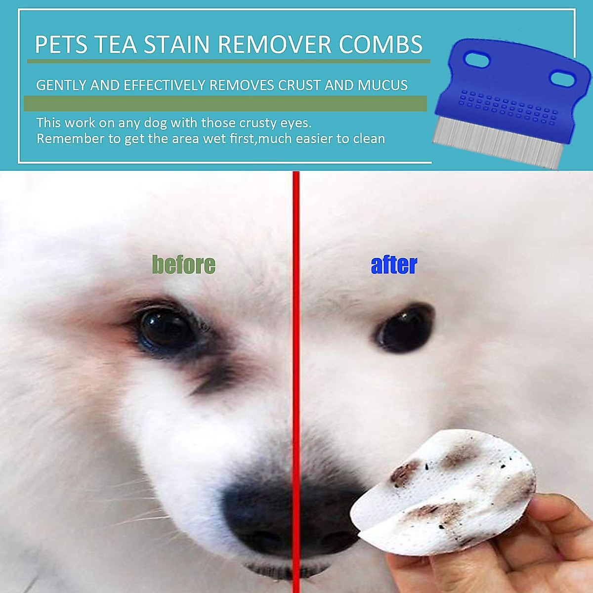 Flea Comb 4pack with High Strength Teeth Durable Pet Tear Stain Remover Combs, Pet Dog Cat Grooming Comb Set Effective Float Hair Remover