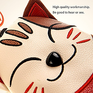 GOOACTION Lucky Cat Golf Club Hybrid Head Cover with Creative Cartoon Animal Kitten Pattern Synthetic Leather Golf Clubs Headcover with Number Tag 3.5.7.x