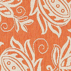 SAFAVIEH Courtyard Collection Runner Rug - 2'3" x 10', Terracotta & Natural, Floral Design, Non-Shedding & Easy Care, Indoor/Outdoor & Washable-Ideal for Patio, Backyard, Mudroom (CY2961-3202)