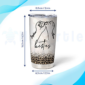 Hyturtle Personalized To My Besties Tumbler, Bestie Here's to Another Year Of Bonding Over, 20oz Stainless Steel Tumbler Customized Best Friend, Gift For Sister, Bestie On Birthday, Christmas