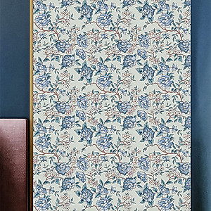 KAMTAIVOY Peel and Stick Wallpaper Blue Floral Contact Paper Removable Self-Adhesive Waterproof Flower Wallpaper Wall Mural Decoration 15.71inch x 118.1inch for livingroom Bedroom Wallpaper
