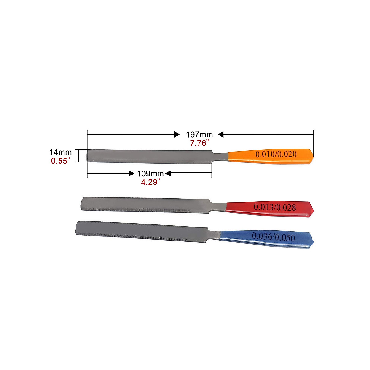 Metallor Guitar Nut File Set Double Edge Nut Slotting File for Electric Guitar Tools Luthier Tools Set of 3Pcs.