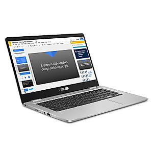 ASUS Chromebook C423, 14.0" FHD NanoEdge-display with 180 Degree-Hinge, Intel Celeron N3350-Processor, 4GB-RAM, 32GB eMMC Storage, Zero-Touch Enrollment, Chrome OS, Silver, C423NA-DB42F