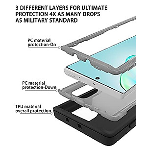 Guirble for Samsung Galaxy Note 10 Plus Case,Shockproof Dropproof Galaxy Note 10 Plus Case,Heavy Duty Protective for Samsung Note 10 Plus Case 6.8 Inch(Black/Gray)