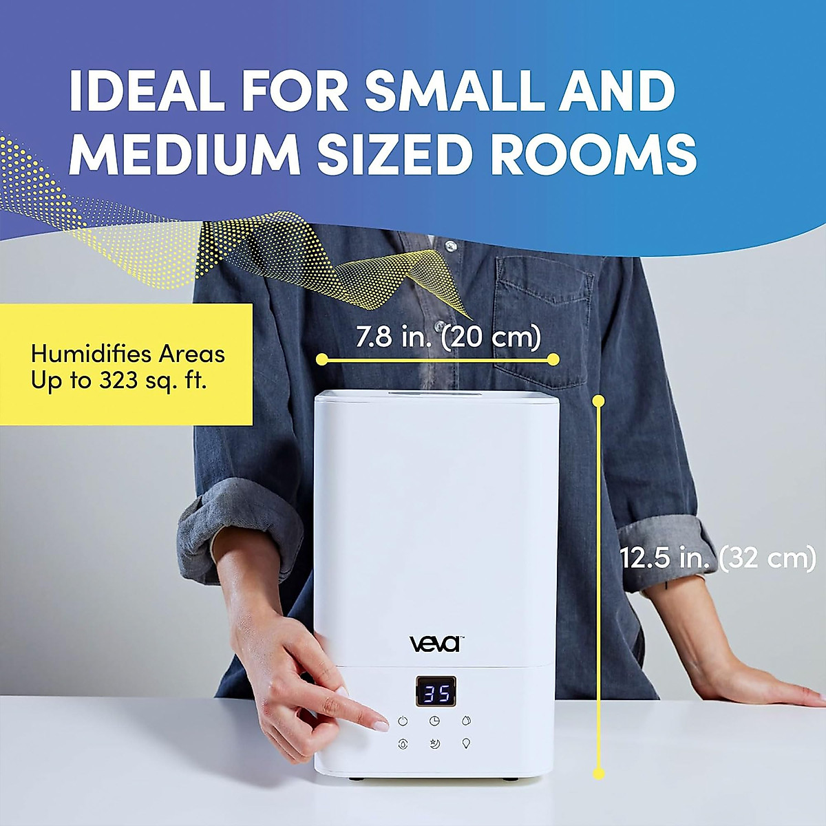 VEVA Humidifiers for Bedroom Large Room 4.5L, Cool Mist Water Vaporizer Essential Oil Diffuser, Quiet Humidifiers for Baby, Covers up to 323 Sq. Ft.