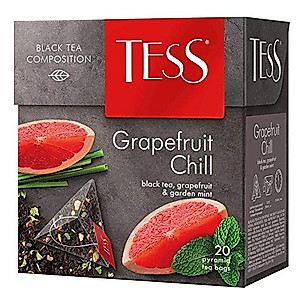 Tess Grapefruit Chill Black Tea Composition Black Tea, Grapefruit and Garden Mint Leaf Tea in 20 Pyramid Sachets