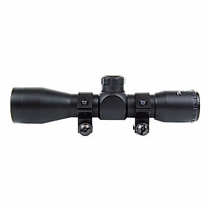 TacFire Compact Fixed Power Rifle Scope Rangefinder Reticle with Set of 1 Rings, 4 x 32, Black