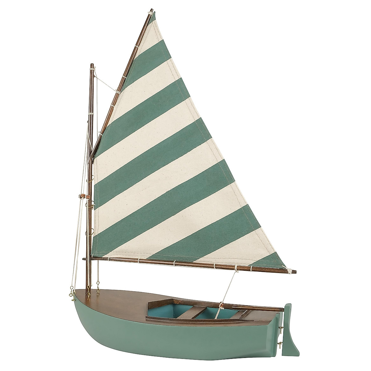 SAILINGSTORY Wooden Sailboat Model Ship Catboat Sail Boat Decor Sailing Boat Model Grey Green