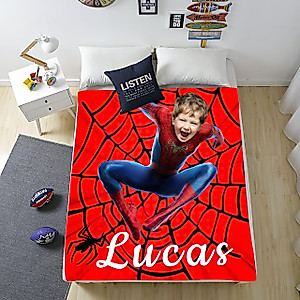 MORRIX Custom Superhero Blanket with Face Customized Superhero Blanket for Boys Kids Girls, Design 11