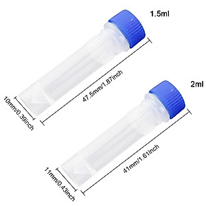 20pcs 1.5mL Plastic Cryovial Cryogenic Vial Tube Self Standing with Graduated,Blue Flat Top Screw Cap,JRLGD