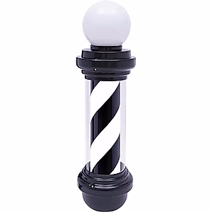WDZD 27'' Barber Pole Light, Black White Rotating Hair Salon Open Sign, Wall Mount, Save Energy