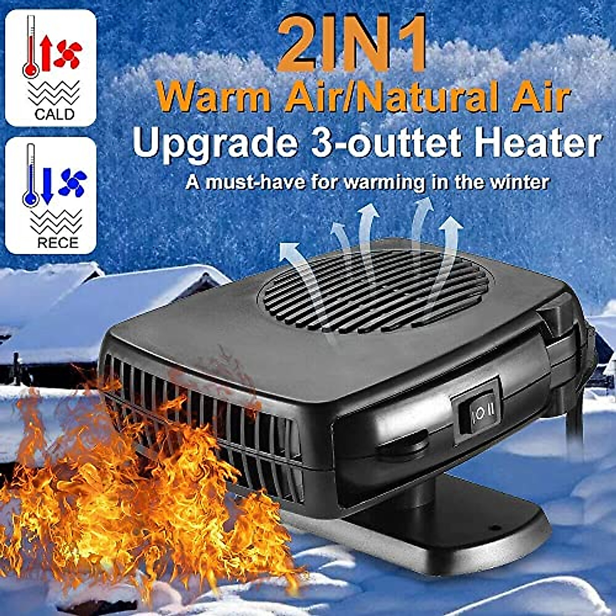 Paddsun 12V DC Portable Car Heater, 150W Anti-Fog Heating Fan Defroster Demister Car Amplifier Cooling Fans for Car SUV Truck Rv Trailer