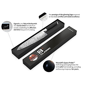 WUSTAHL Hand Forged 8 inch Professional Real Damascus Chef Knife. Japanese Blade made of Ancient Damascus Steel. German Handle, Handmade from Pakkawood. High Carbon, Sharp Gyuto Kitchen Knife.