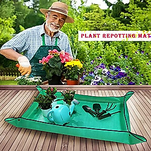 2 PCS Plant Repotting Mat for Indoor Plants, 43" X 29" Thickened Foldable Waterproof Plant Potting Tray and Mess Control, Portable Potting Mat Gardening Tray for House Plants Succulents, Extra Large