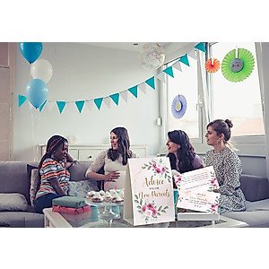 Toctose Advice for New Parents, Parenting Advice Card, Baby Shower Party, Tips for the Parents To Be，Includes a 5x7 Standing Sign and 25 4x6 Advice Cards(JYC030)