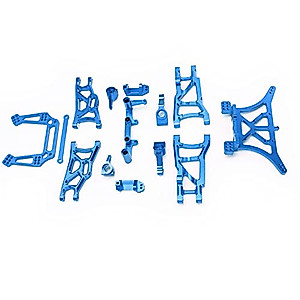RC Front Rear Suspension Arm Kit, 1/10 RC Aluminum Alloy Parts Kit Compatible for TRAXXAS Slash 2WD 1/10 RC Car(Blue)