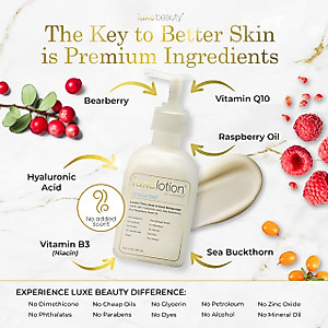 Luxe Beauty: Unscented Luxury Lotion - Anti-Aging Hand & Body Lotion with Hyaluronic Acid - Moisturizing, Lightweight, Non-Greasy Formula for Silky Smooth Skin - Gentle Hand Cream & Body Moisturizer