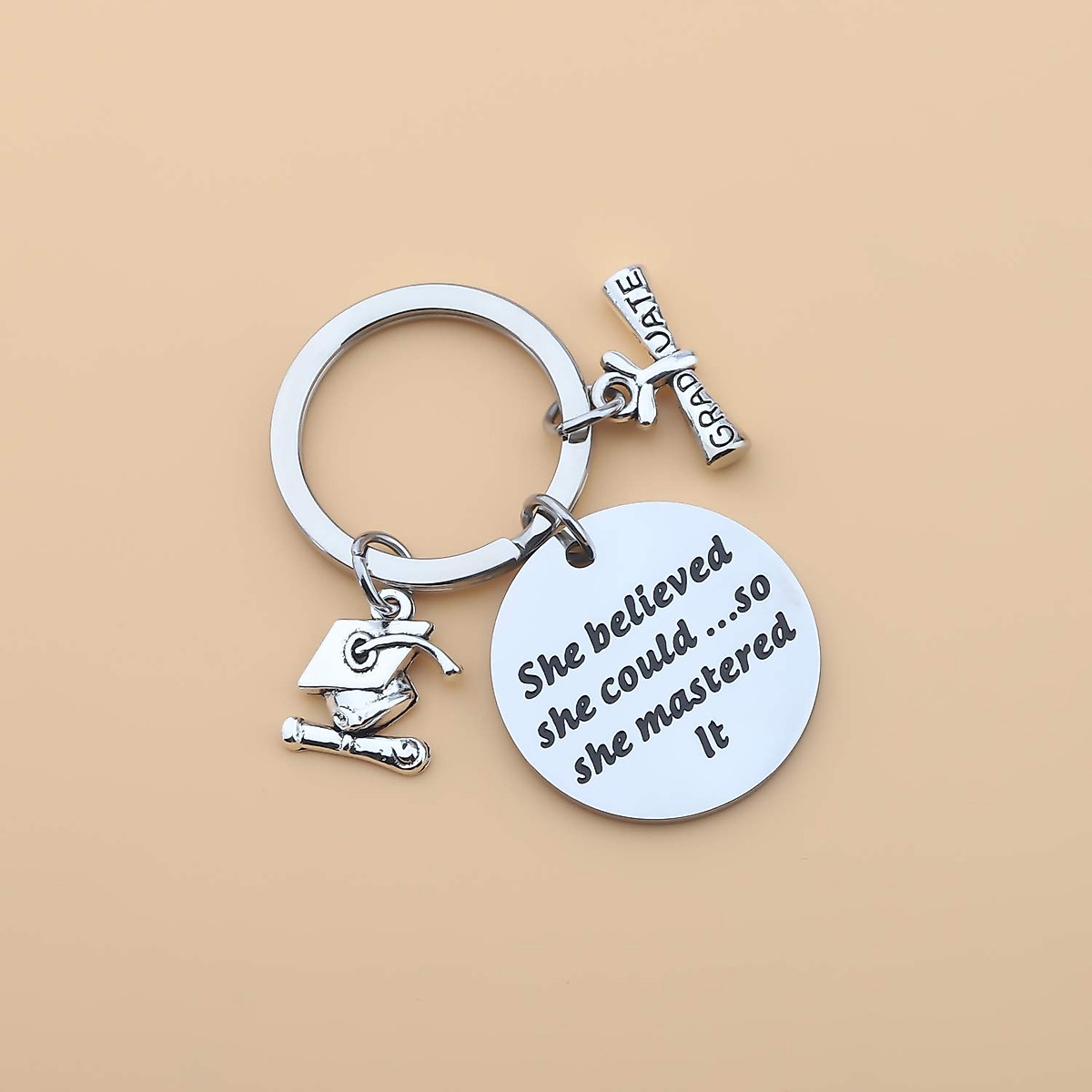 HOLLP She Believed She Could So She Mastered It Keyring Graduation Jewelry Inspirational Gift for Women Girl Sister Mother Friend (Keyring)
