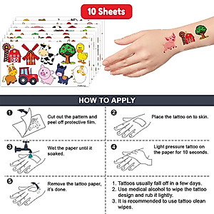 100 PCS Farm Barnyard Animal Temporary Tattoos Sticker One 1st First Two 2nd Farm Birthday Decorations Party Supplies Favors Gift Boys Girls Farmhouse Tractor Cow Pig Horse Tattoo School Reward Themed