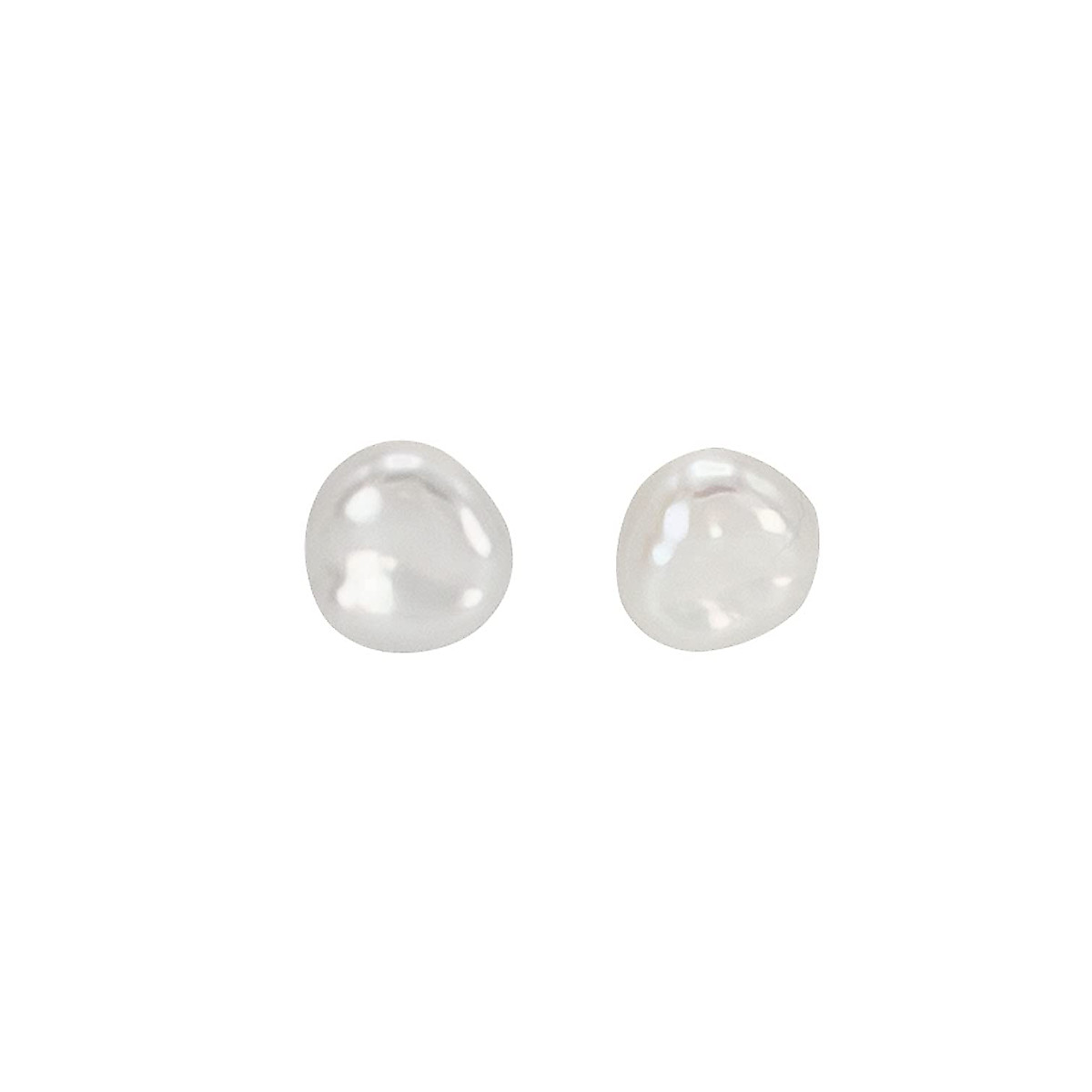 BLUE OCEAN PEARLS .925 Sterling Silver Freshwater White Keshi Cultured Pearl Earrings for Women, 8-9mm Baroque Pearls High Luster Stud Jewelry Earrings