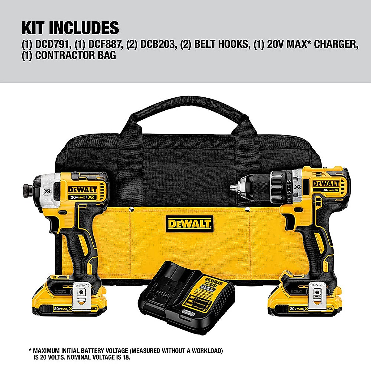DEWALT 20V MAX Cordless Drill and Impact Driver, Power Tool Combo Kit with 2 Batteries and Charger, Brushless (DCK283D2)