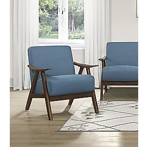 Wycian Chair Seat Cushion, Dining Chair 18 Inch Seat Height Solid Wood Blue Upholstered Back and Curved Arms Seat Height 18" for Living Room Bedroom 1PC