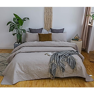 KASENTEX Coverlet Quilt Set-Pre Washed-Luxury Microfiber Soft Warm Bedding-Solid Colors Bedspread-Contemporary Floral Design (Taupe Grey, Oversized King + 2 Shams)