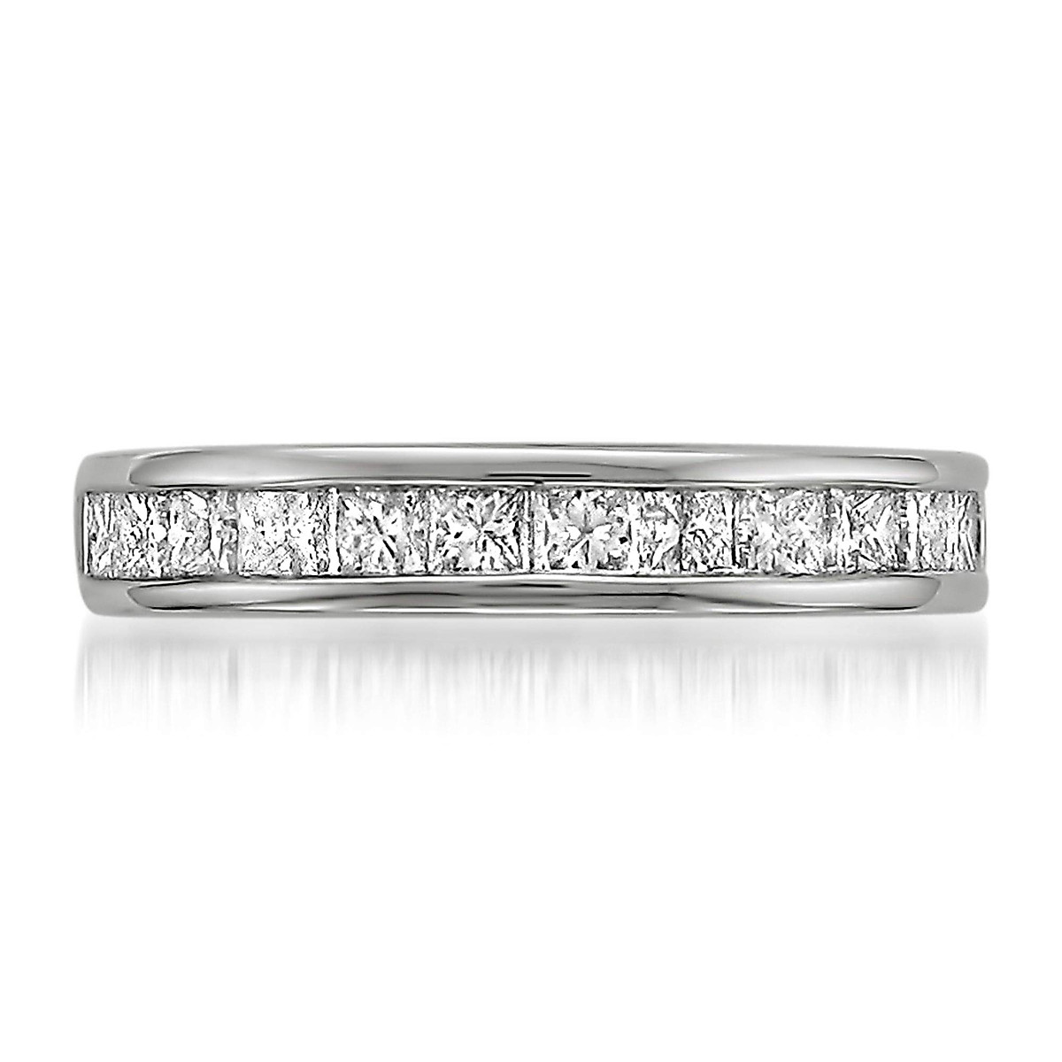 La4ve Diamonds Beyond Brilliance 1.00 Carat Channel Set Princess Cut Diamond Wedding Band Ring in 14K White Gold (I-J, I2-I3)