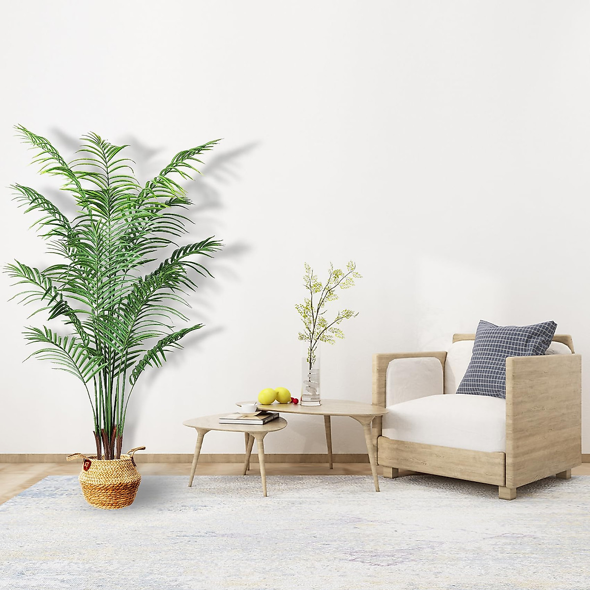 6ft Artificial Palm Plant, Pre-Potted Artificial Plant with Realistic Moss, Built-in Metal Wire, Using Injection molding Technology, Housewarming Gift, Office Home Decoration 2 pc