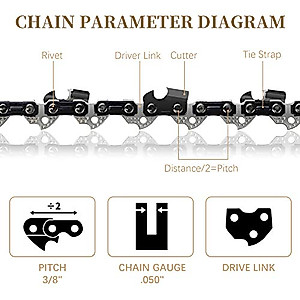 SENSILIN S57 16 Inch Chainsaw Chain, 3/8" LP Pitch .050" Gauge 57 Drive Links for Oregon, Echo 91PX57CQ / 91VG57CQ, Shindaiwa, Worx, Remington and More