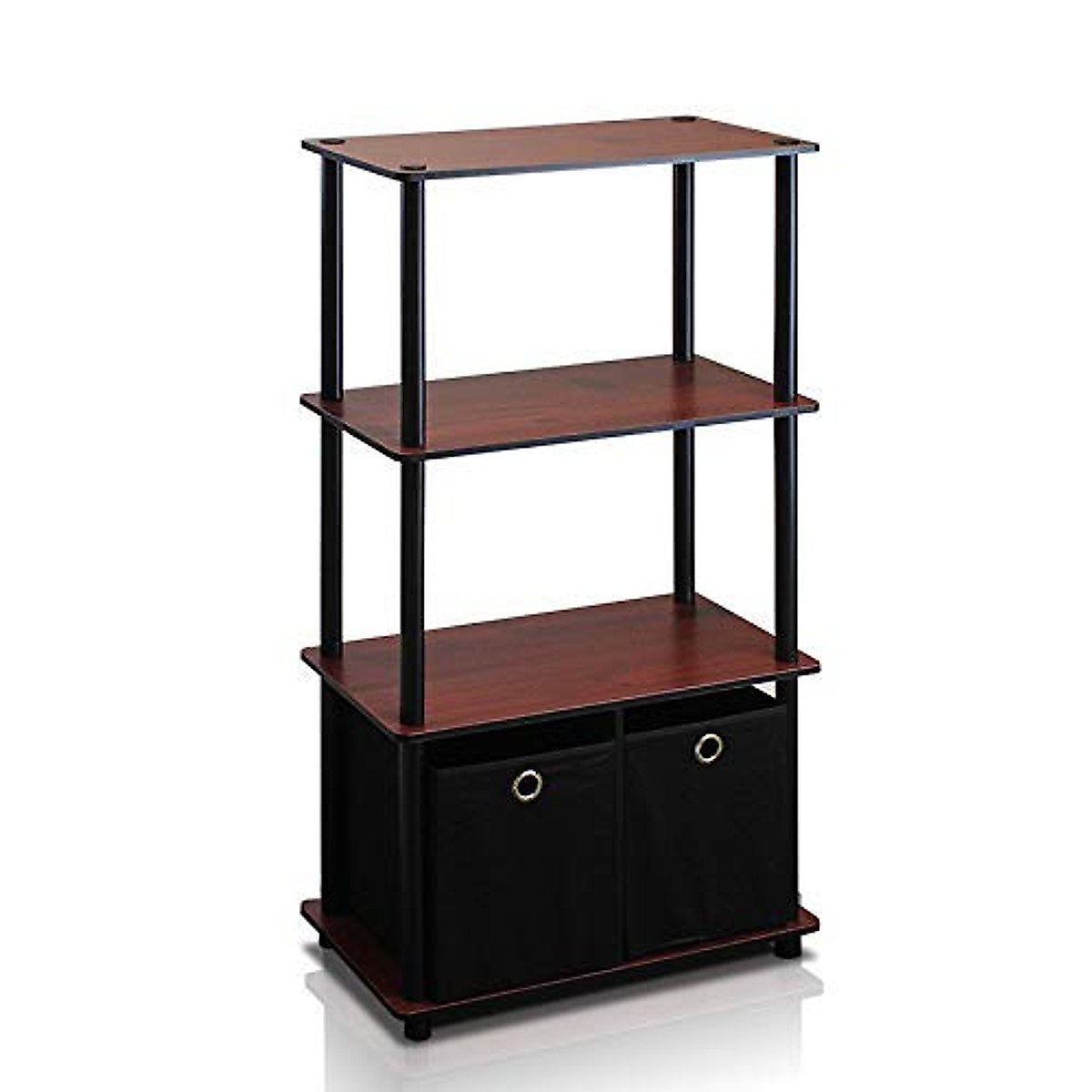 Furinno NW889DC/BK Go Green 4-Tier Multipurpose Storage Rack w/Bins, Dark Cherry/Black