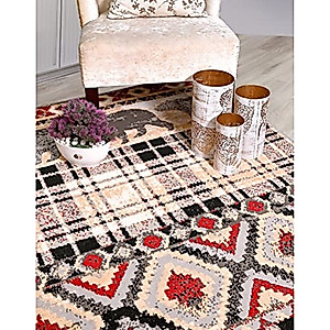 Furnish my Place Bohemian Bear Rug - 5 ft. x 8 ft., Multicolor, Cabin Rug with Bear, Geometric Print