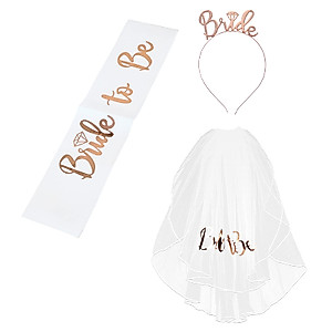 Yolev Bride to Be Set Bachelorette Party Accessories Bridal Shower Decoration Accessories Bride to Be Sash, Bridal Tiara, Veil for Bachelorette Party Supplies, Wedding Party Decoration