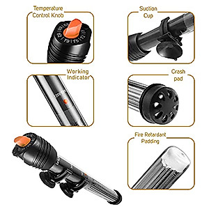 Orlushy Submersible Aquarium Heater,300W Adjustable Fish Tahk Heater with 2 Suction Cups Free Thermometer Suitable for Marine Saltwater and Freshwater