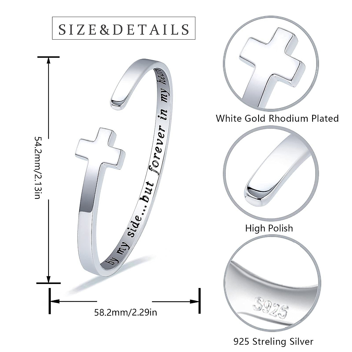 WOUOVO Cross Urn Bracelet for Ashes - 925-Sterling-Silver Adjustable Celtic Knot Urn Ring Platinum Plated Cross Cuff Bangle Memorial Keepsake Cremation Jewelry for Women Men