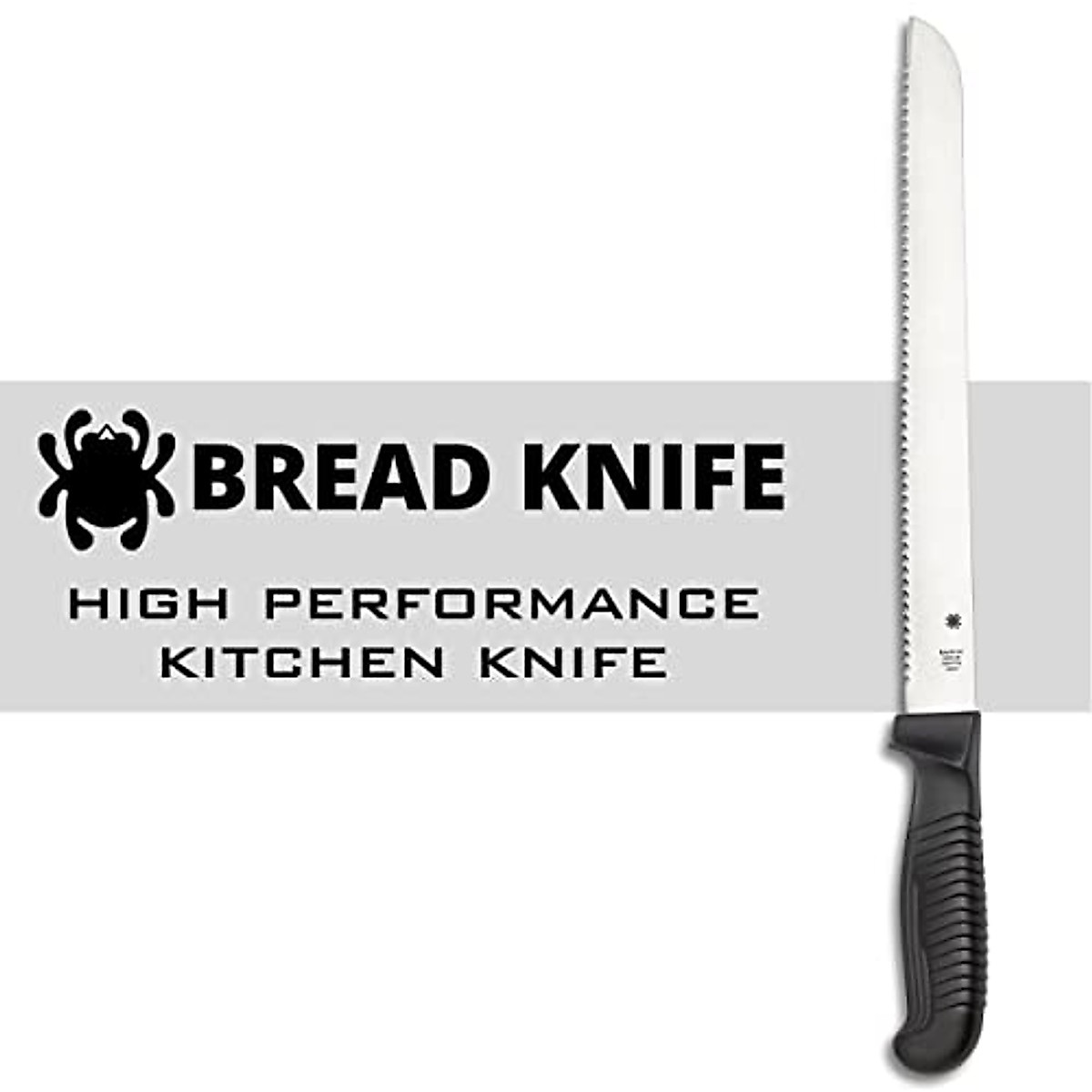 Spyderco Lightweight Kitchen Bread Knife with 10.25" MBS-26 Stainless Steel Blade and Black Polypropylene Handle - SpyderEdge - K01SBK